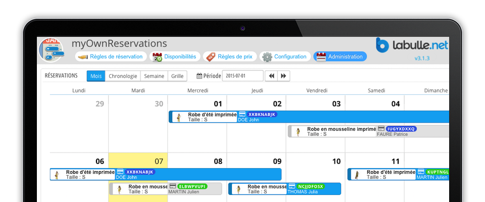 myOwnReservation - module réservation - laBulle